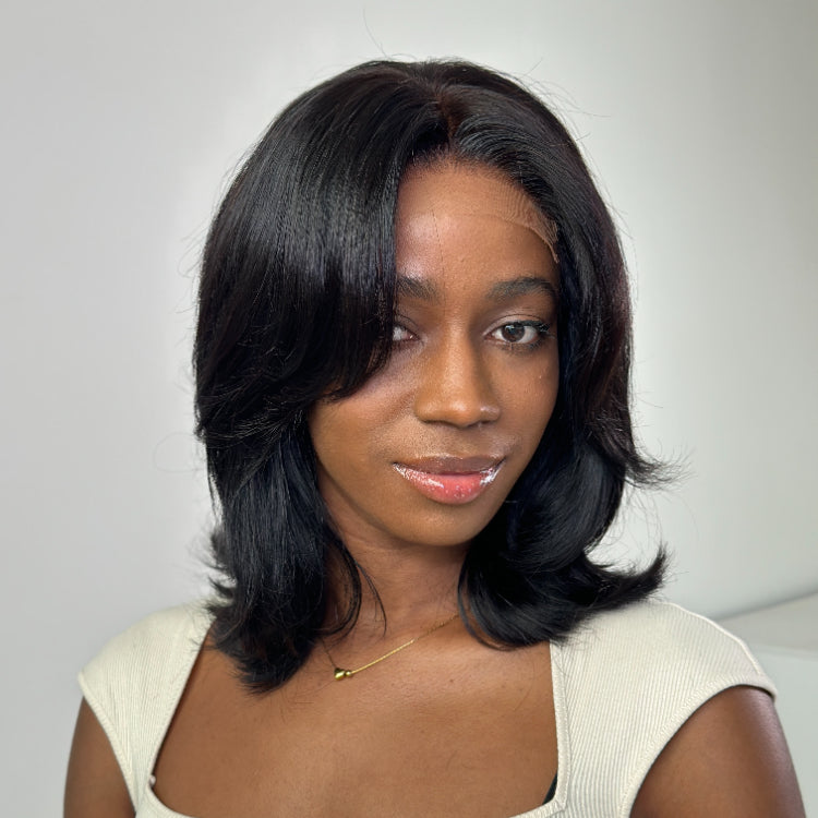 Elle Vane Sleek Layered Bob with Face-Framing Swoop Bangs Wig